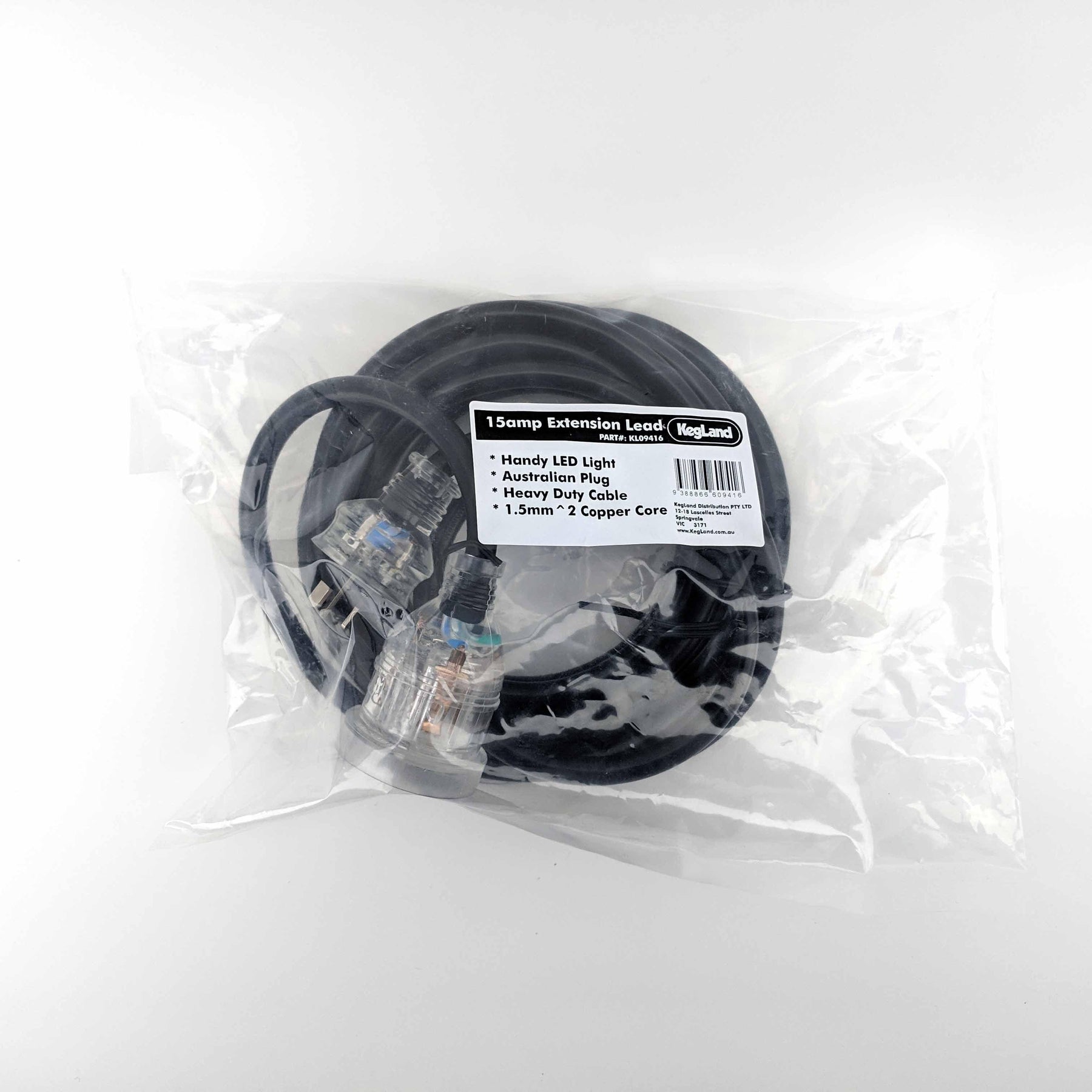 15amp (1.5mm) Extension Lead 5m (with LED Light) (Australian Plug ...