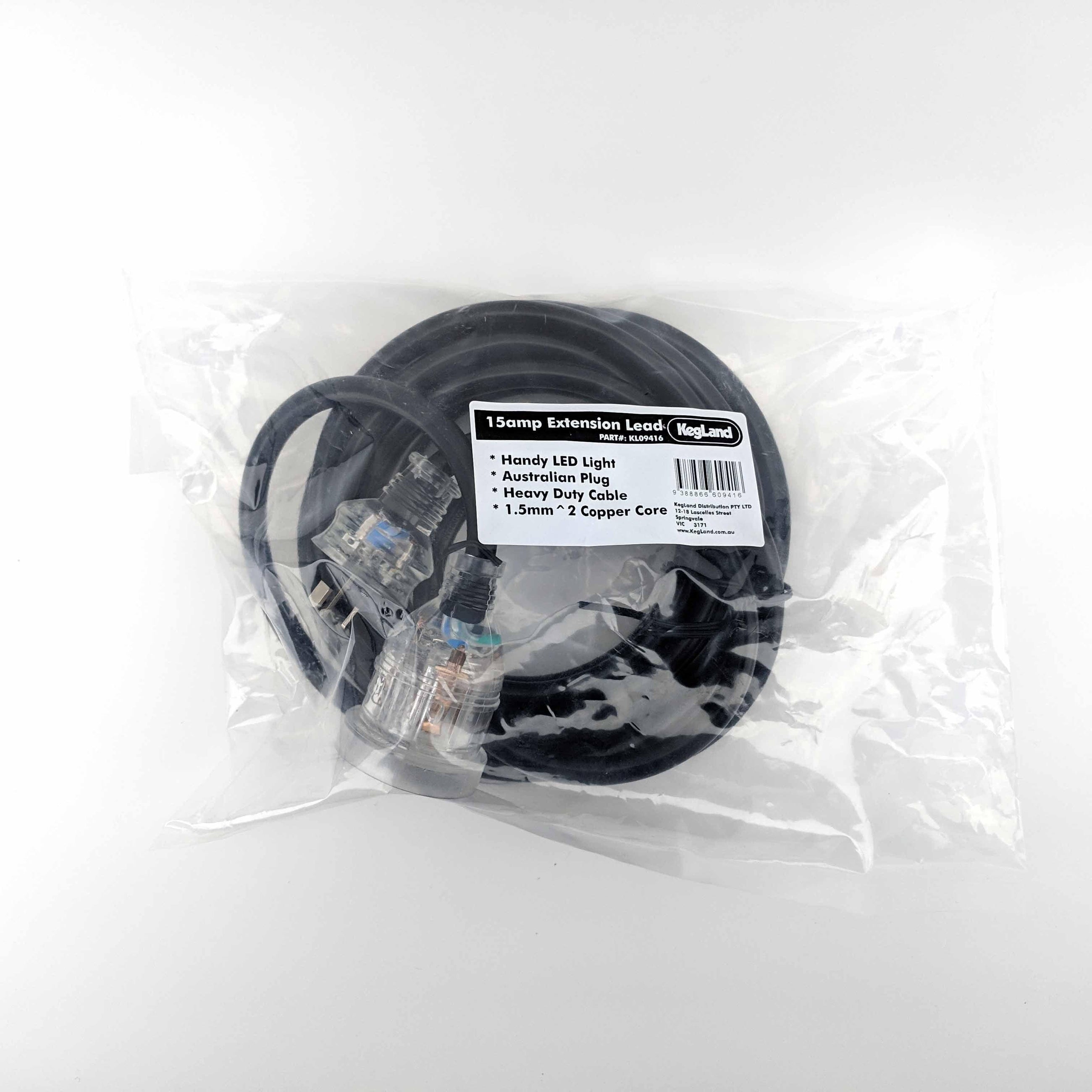 15amp (1.5mm) Extension Lead 5m (with LED Light) (Australian Plug ...