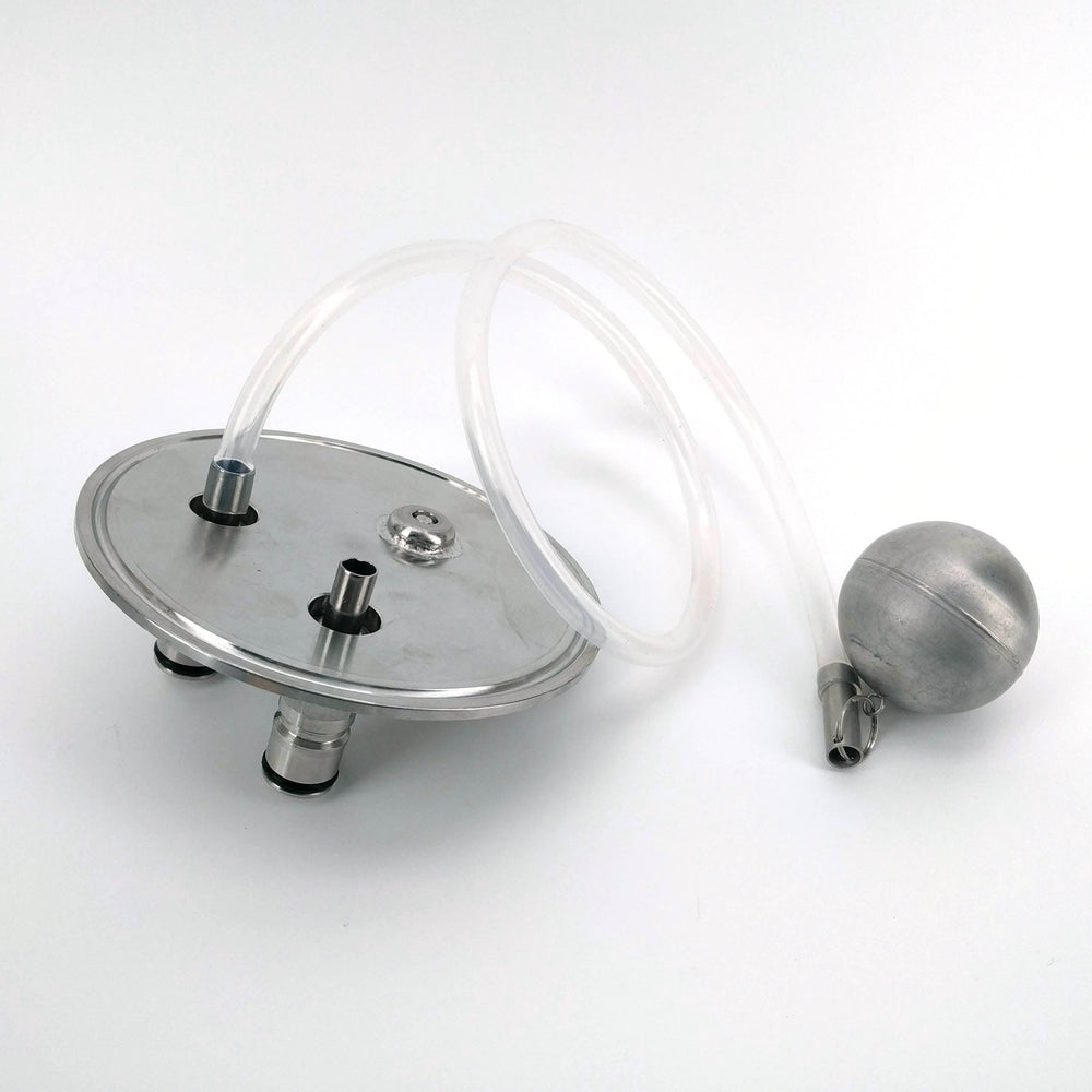 4 inch Tri-clover Kegmenter Lid with Ball Lock Posts, Floating Dip tube ...