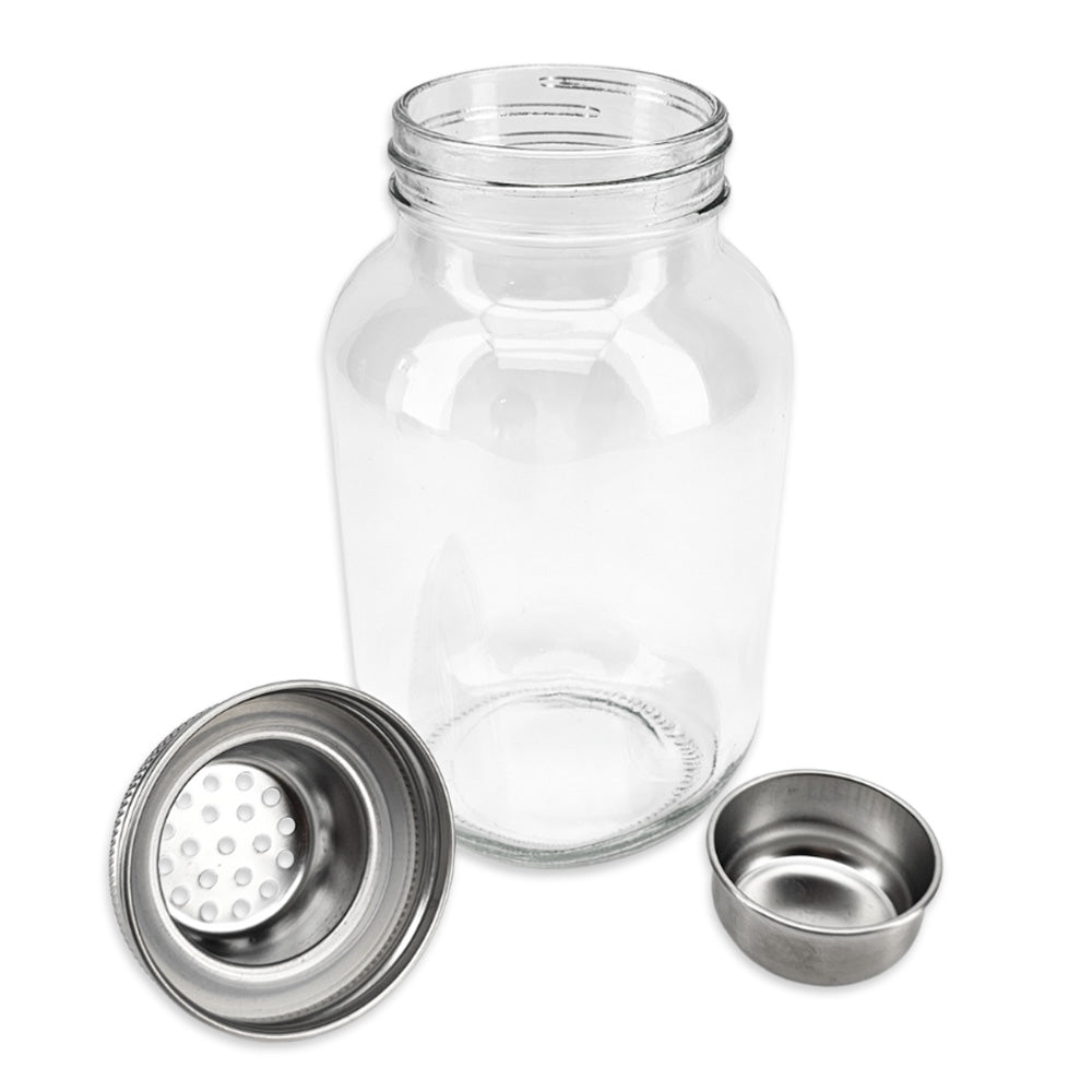 VINKA Glass Jar Cocktail Shaker with Strainer Lid | 1000mL | 1L