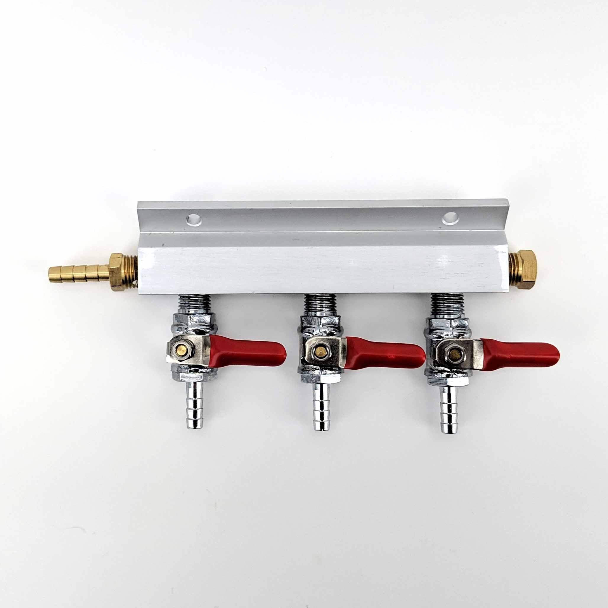 3 Way Output Gas Line Manifold Splitter with Integrated Check Valves
